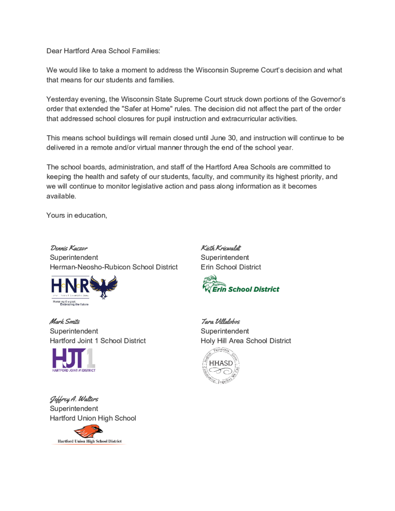 COVID-19 School Closure Update Letter (5/14/2020) | School District of ...